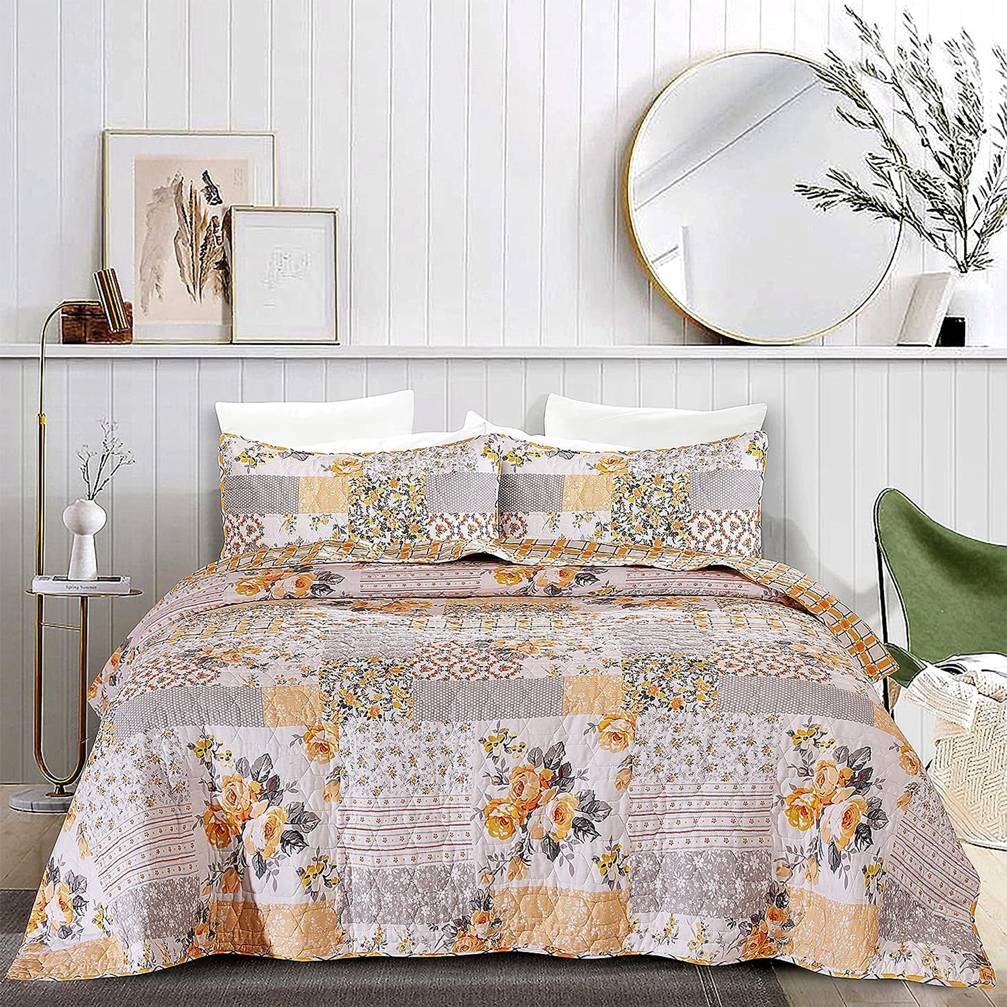 Reversible Cotton Quilt Set - Soft & Lightweight All Season Quilt set ...